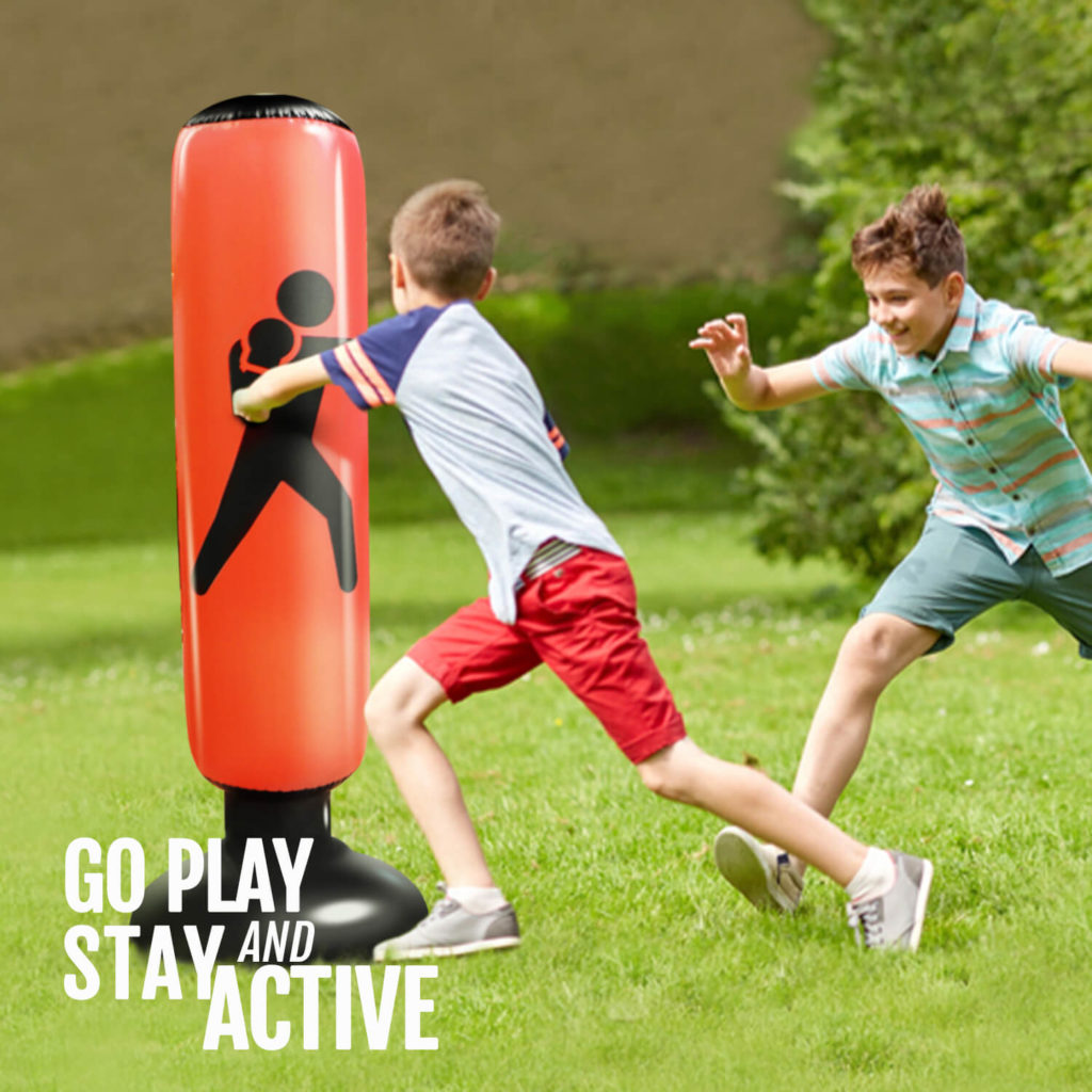Inflatable Kids Punching Bag with Stand - 63 Inch Tall Immediate Bounce ...