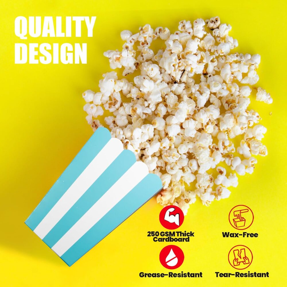 Pastel Striped Cardboard Popcorn Container（Pack of 12） – Novelty Place
